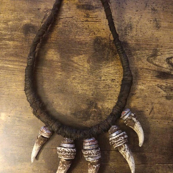 Double Fang Necklace for LARP | Tribal Tooth Jewelry | Viking Bone ...