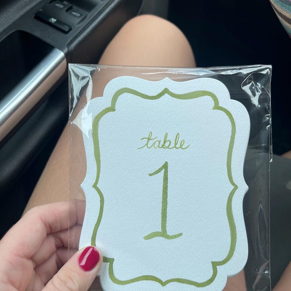 Green Wavy Watercolor Table Numbers - Etsy