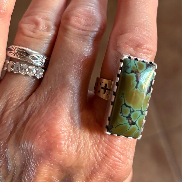 Royston Ribbon Turquoise Ring Handmade of Green Turquoise and Sterling ...