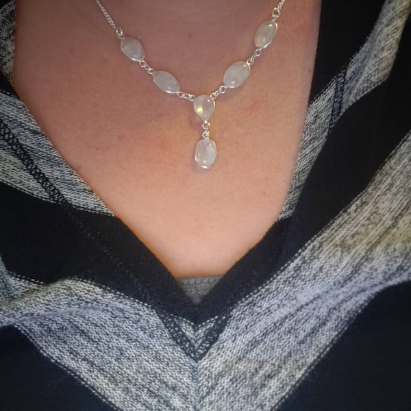Fiery Rainbow Moonstone 925 Solid Sterling Silver Necklace, Handmade ...