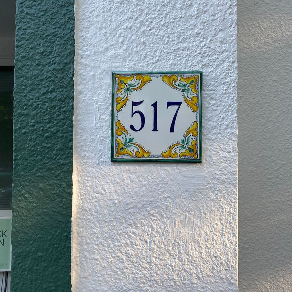 Green Italian House Number Tile, Signs for Home, Personalized Tile ...