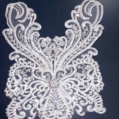 Designer Bodice Rhinestone Applique, Beaded Wedding,evening, Engagement ...