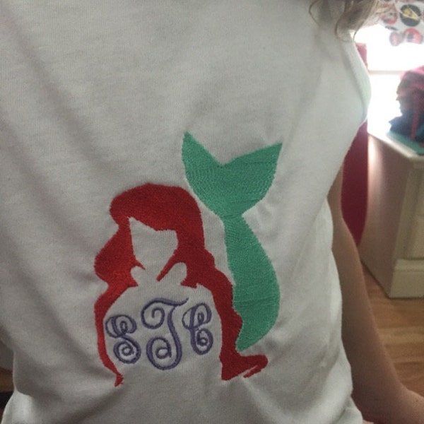 Mermaid Monogram Embroidery Design, Ariel Monogram Embroidery Design - Etsy