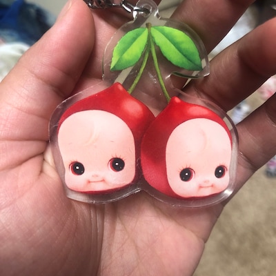 Creepy Cute Cherry Baby Keychain Fruity Fun Acrylic Charm Keychain ...