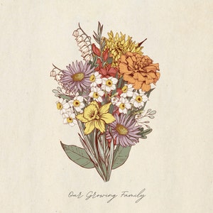 Birth Flower Family Bouquet Digital Art 8x10 Printable File - Etsy