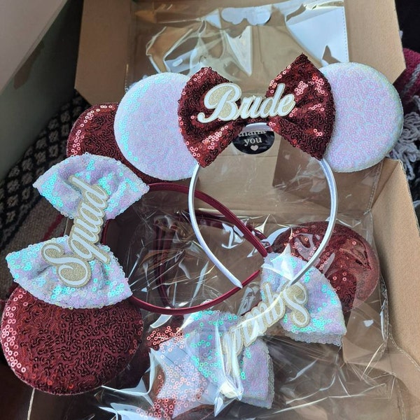 Minnie Mouse Ears, Wedding Ears for Adults and Kids, Bride Minnie Mouse ...