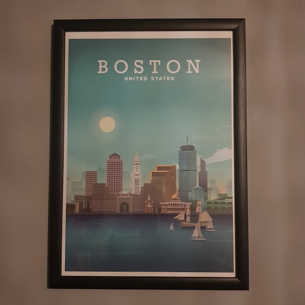 Boston Poster, Fenway Stadium, Boston Red Sox, Boston Harbour, USA ...