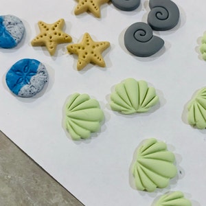 Ocean Clay Cutter Stud Pack 5 Cutter Set Sea Snail Coral Shell Starfish ...