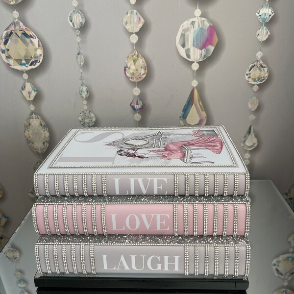 Bling Decor Glam Book Stack- Custom Made Bling Books - Stack of 3 ...