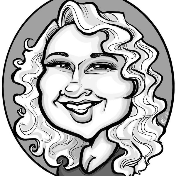 Black & Gray Custom Digital Caricature - Etsy