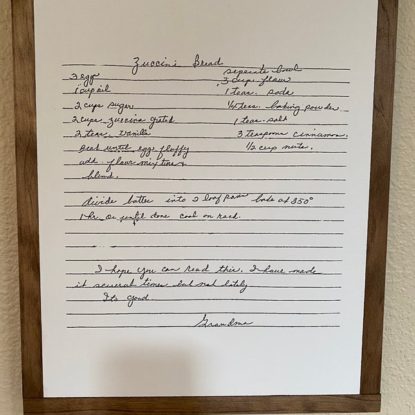 Recipe Card Sign, Custom Recipe Card, Handwritten Recipe, Handwritten ...