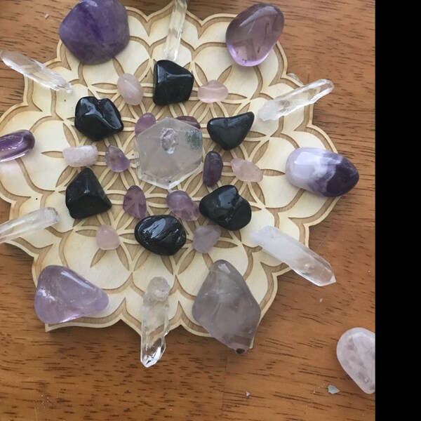 Flower of Life Lotus Crystal Grid - Altar Decoration - Etsy