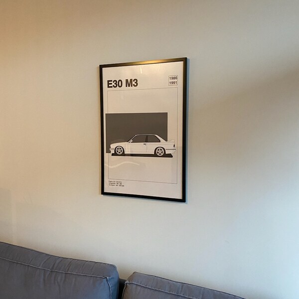 BMW E46 M3 Poster Car Print - Retro Wall Decor - Mid-century Modern - Automotive Art - Vintage ...