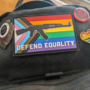 AK-47 Defend Equality Progress Pride Flag PVC Patch With Hook and Loop ...