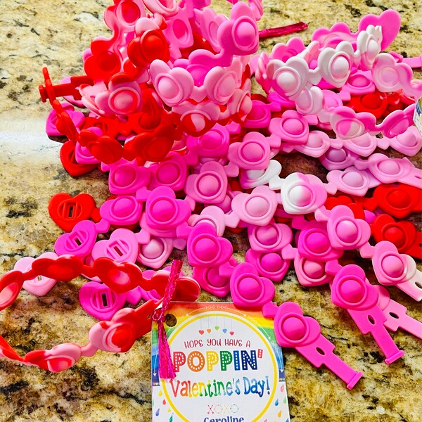 Rainbow Valentine Pop It Gift Tags, Valentines Gifts, Teacher Gifts ...
