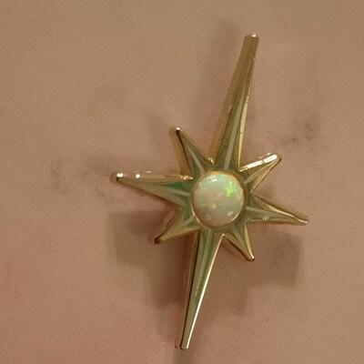 Starburst Opal mystic White Enamel Pin, Celestial Star Ethereal Pretty ...