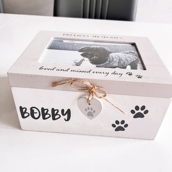 Personalised Rustic Pet Photo Memorial Dog Keepsake Box Pet Wooden ...