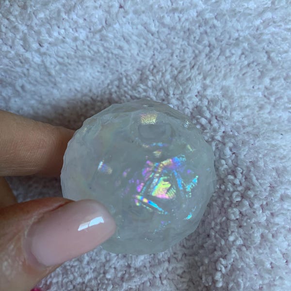 Angel Aura Quartz Moon Sphere, Rainbow Crystal Sphere Ball, Aura Quartz ...