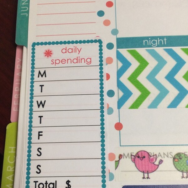 Daily Spending Tracker Planner Stickers: Sheet of 12 - Etsy