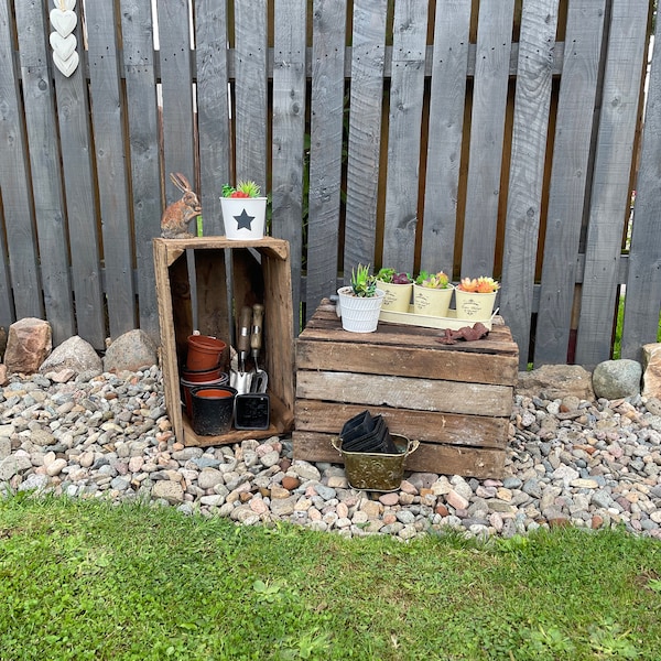 Slatted Vintage Wooden Apple Crate, Rustic Wood Box, Wedding Decor ...