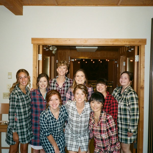 Personalized Flannel Bridesmaid Sleepshirt: Button-down Getting Ready ...