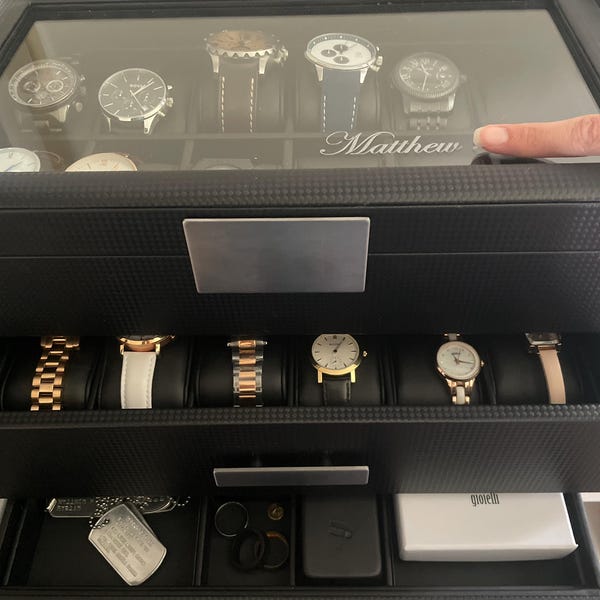 Personalized Watch Box for Men, 24 Slot, Monogrammed Watch Case, Mens ...