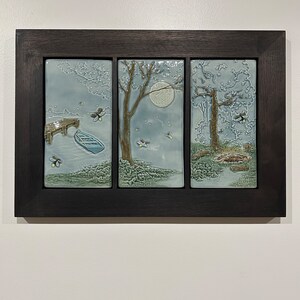 Fireflies Triptych, Ceramic Tiles, Ceramic Wall Art, Set of Three ...