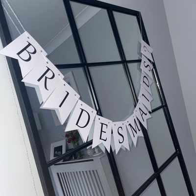 Personalised Banner With White Metallic Letters, Custom Bunting, Name ...