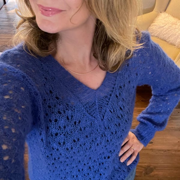 Blue Angora Sweater for Women, Fluffy Angora Womens Turtleneck Sweater ...