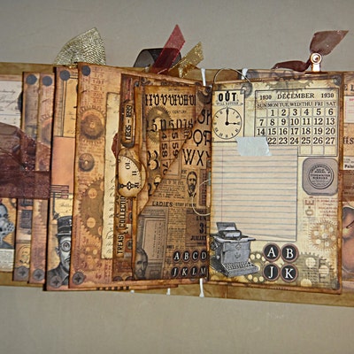 Junk Journal, Steampunk, Folio, Folding Folio, Trifold, Printable, Craft Kit, Ephemera, Collage ...
