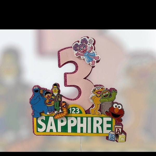 Character Cake Topper / Street Cake Topper / 123 Cake Topper / Sesame ...