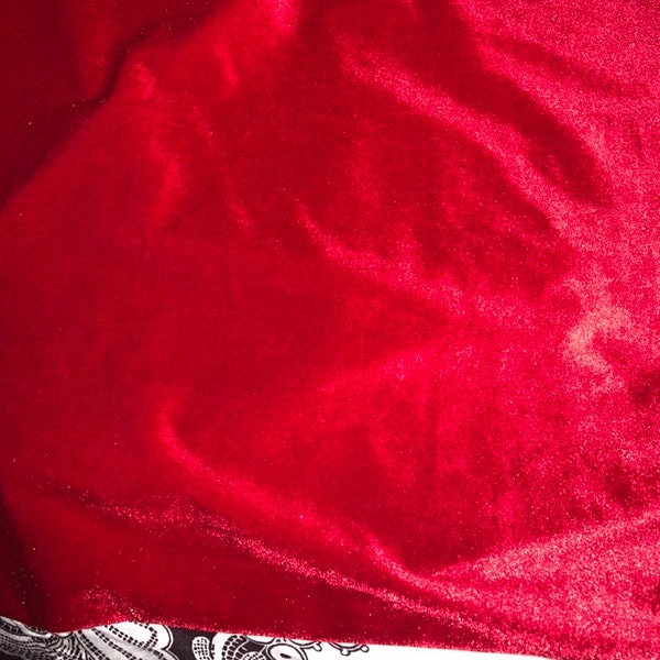 French (red) Stretch Velvet Spandex 4 Way Stretch Velvet Fabric Sold by ...