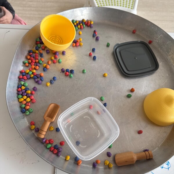 Round Sensory Tray With Painted Rice Kit, Sensory Tray Kit, Rainbow ...
