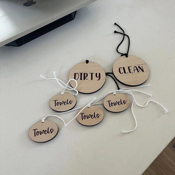 Custom Wooden Laundry Basket Labels // Dirty Clean Laundry Labels ...