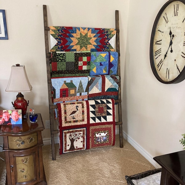 Extra Wide Blanket Ladder, Very Large Farmhouse Quilt Rack Display ...