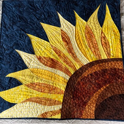 Follow the Sun PDF Art Quilt Pattern, Sunflower Quilt, Curve Piecing ...