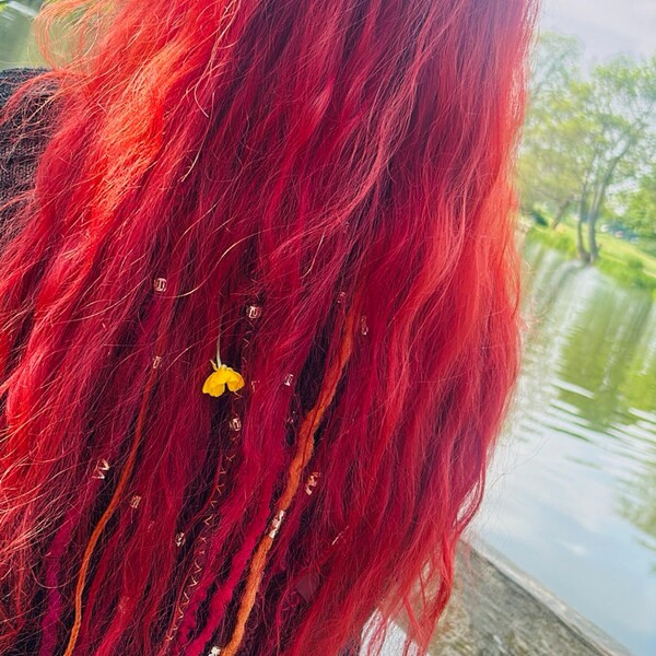 Ginger and Green Synthetic Dreads, Fairy Dreadlocks, Copper Orange ...