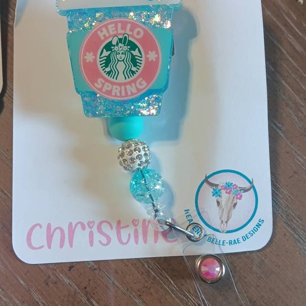 Spring Badge Reel/ Easter Badge Reel/ Coffee Badge Reel - Etsy