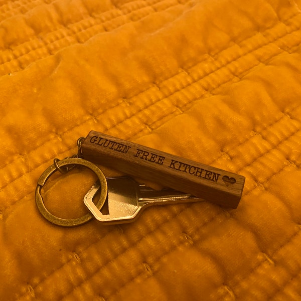 Wood Bar Key Chain - 4 Sided Engraved Keychain for New Home Car ...