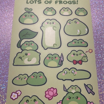 Frogs Waterproof Sticker Sheet Kawaii Chibi Art Farm Animals Cute ...