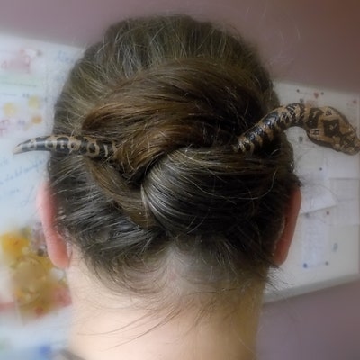 Python Hair Stick, Wooden Hair Pin Serpent, Gift for a Girl, Hair ...