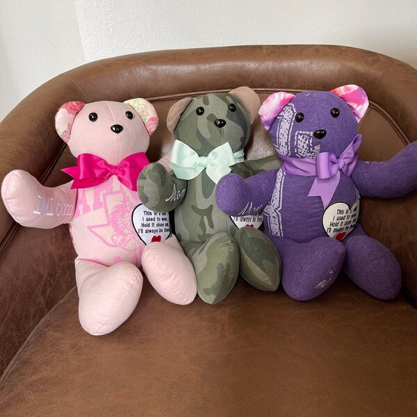 Memory BEAR - Handmade Keepsake Animal - Made From Love One's Clothing ...