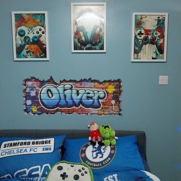 Personalised 3D Cracked Wall Effect Graffiti Wall Art Decal/sticker - Etsy