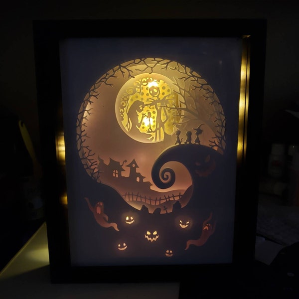 Nightmare Halloween Paper Cut Light Box Template, Shadow Box, 3D ...