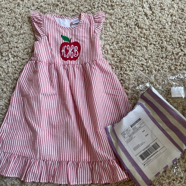 Monogram Back to School Apple Dress for Baby Toddler Girls Kids Apple ...