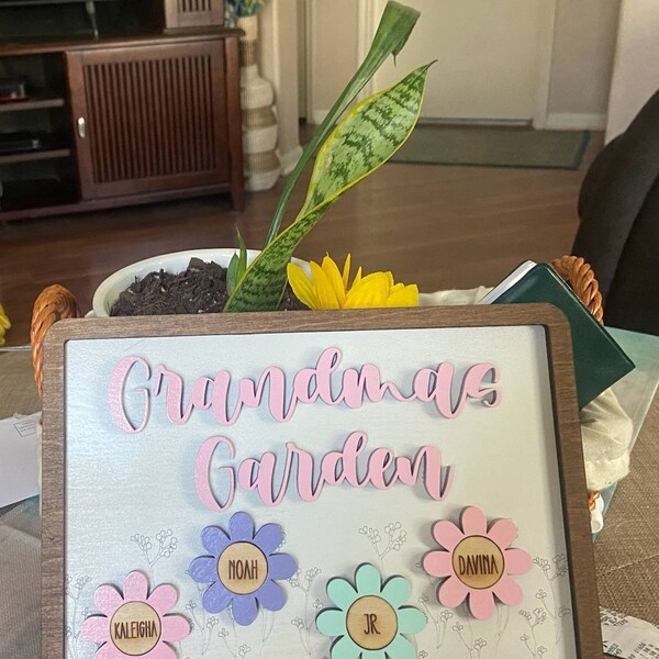 Grandmas Garden - Personalized Flower Sign for Grandma, Nana, Mimi ...