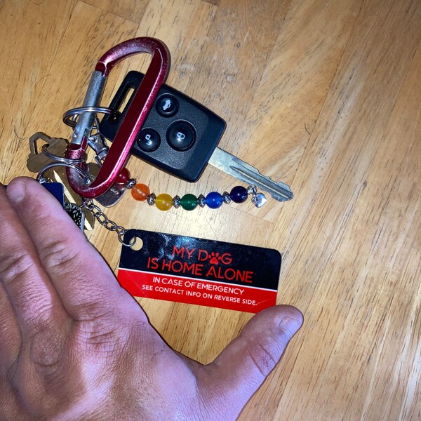 Pet Alert Keychain, My Pet is Home Alone Keychain, Emergency Pet ...