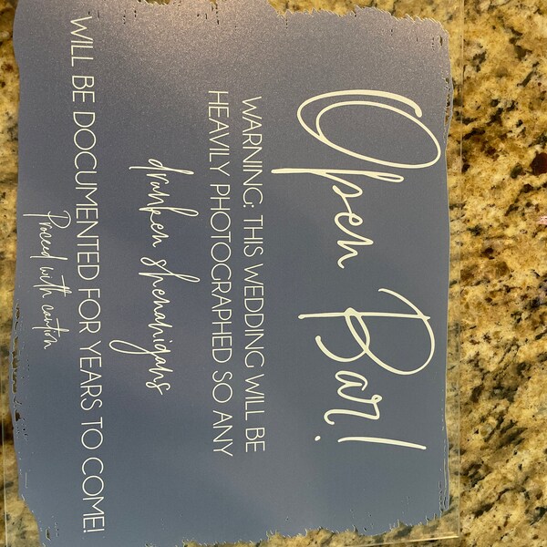 Open Bar Warning Drunken Shenanigans Documented for Years to Come Clear ...