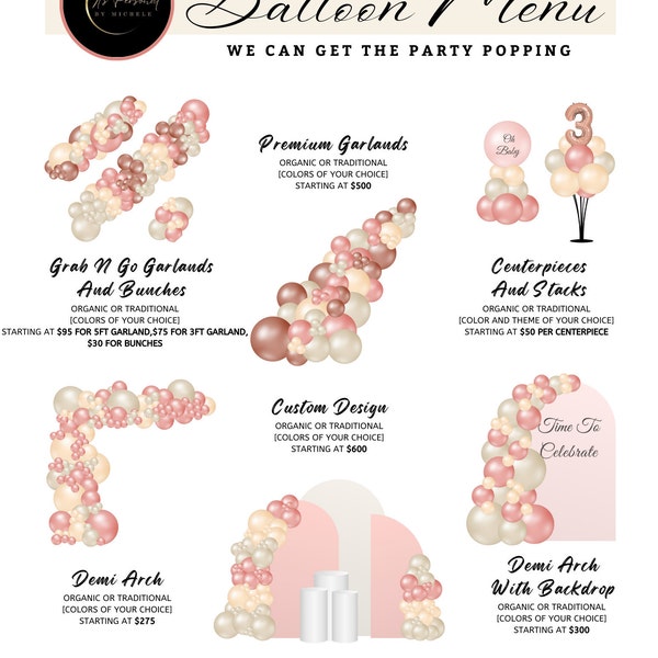 BALLOON ORDER FORM Template Bundle, Balloon Invoice, Event Decor ...