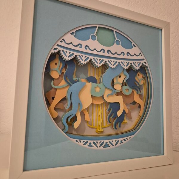 3D Layered Carousel SVG EPS, Carousel Shadow Box, Nursery 3D Svg Baby ...